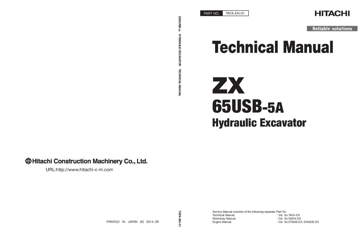 Hitachi Zaxis 65USB-5A Compact Excavator set of Service Manuals download