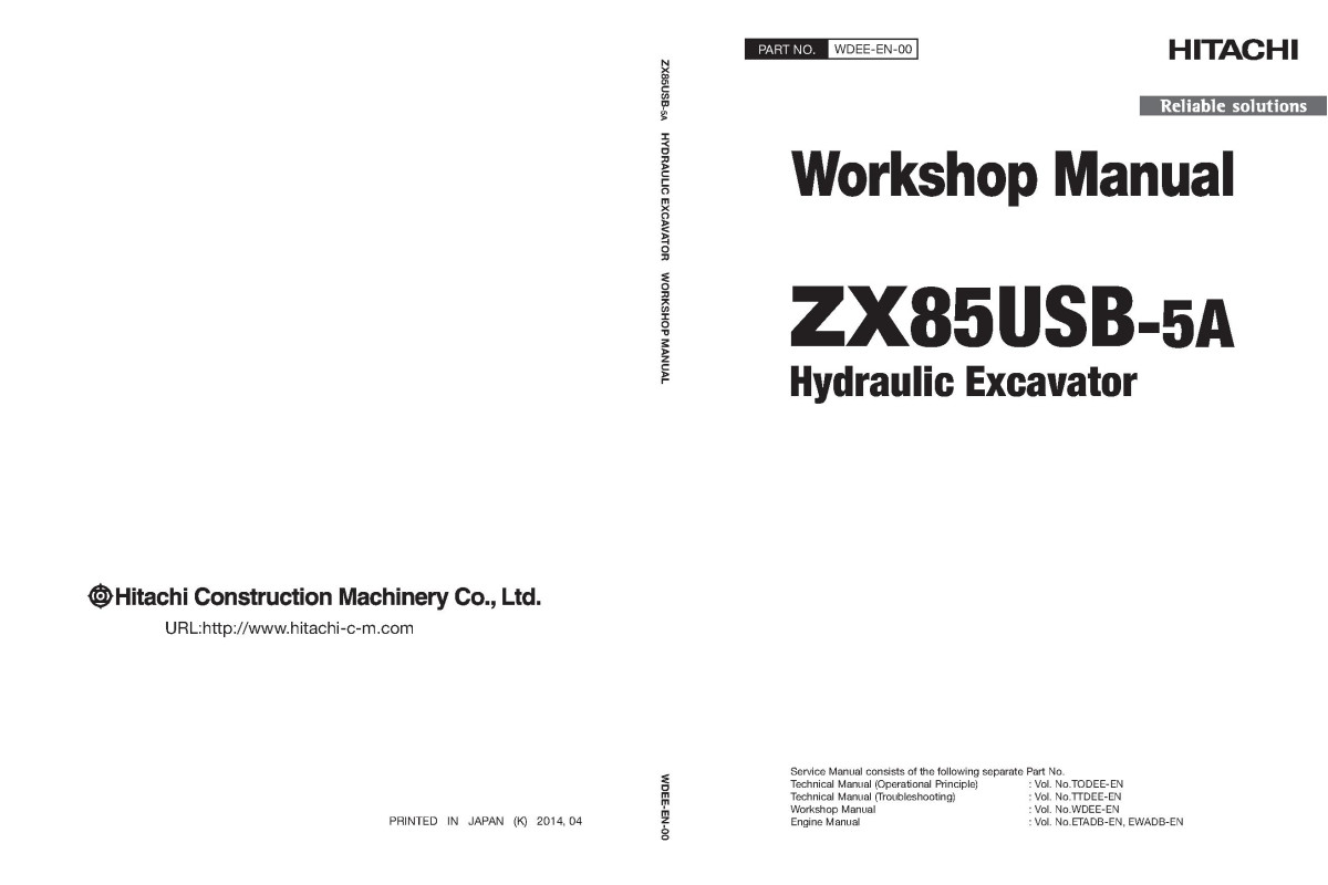 Hitachi Zaxis 85USB-5A Compact Excavator set of Service Manuals download